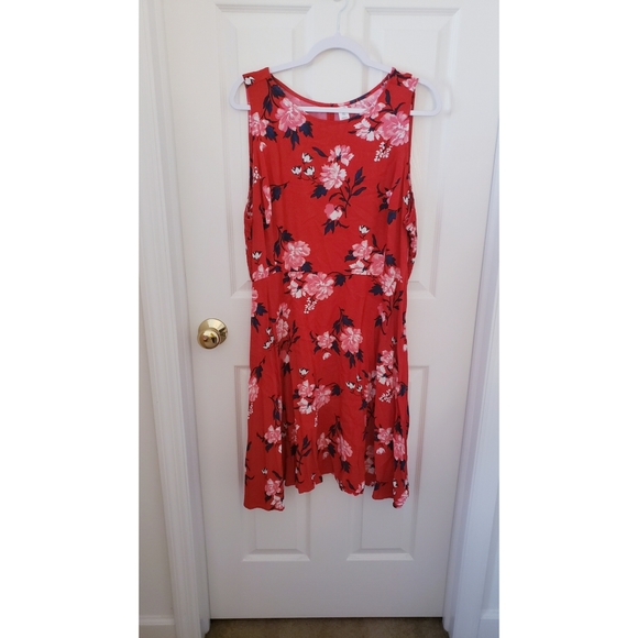 Old Navy | Dresses | Old Navy Red Floral Dress | Poshmark